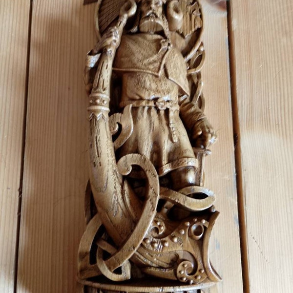 Handmade Oak Heimdall Statue: Norse God Altar Sculpture (9 Inch) - Etsy