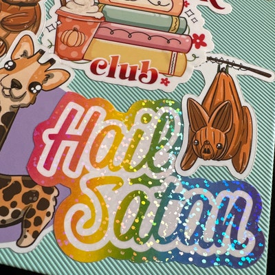Holographic 90s Nostalgia Inspired Hail Satan Vinyl Sticker - Etsy