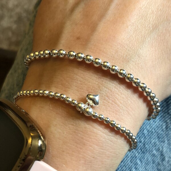 Sterling Silver Bead Ring, Stretch Ring , Silver Stretch Ring, Silver ...