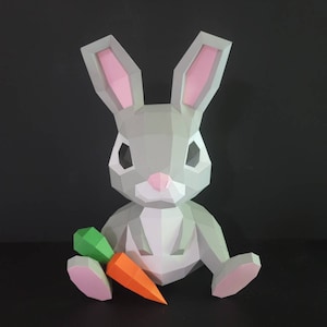 Bunny Papercraft 3D DIY Low Poly Paper Crafts Easter Rabbit Decor Model ...
