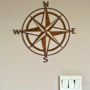 Rustic Nautical Compass Recycled Metal Art 18 Inch - Etsy