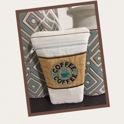 Coffee Cup Zippered Bag 6x8.5 xxx Vip Pes Vp3 Jef Hus Exp Dst Formats ...