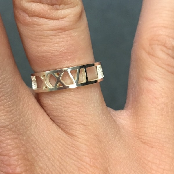 Custom Roman Numeral Ring – Personalized Sterling Silver Date Ring - Etsy