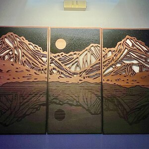 Geometric Mountain Triptych, Three Panels, Rustic Style Wall Art, Mountain Range, Lodge Decor - Etsy