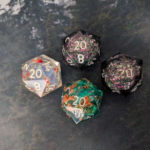 Red Dnd Dice Set Liquid Core for Role Playing Games , Liquid Core Sharp Edge Dice Set , Galaxy ...