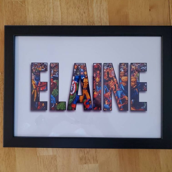 Personalised MARVEL NAME Word Art Custom Print Gift Keepsake Present ...