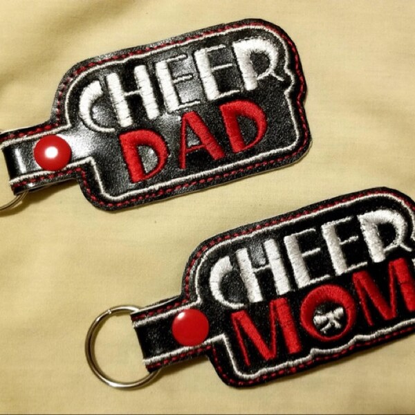 Cheer Mom Key Chain Embroidery Design in the Hoop, Snap-tab Ith Key Fob ...