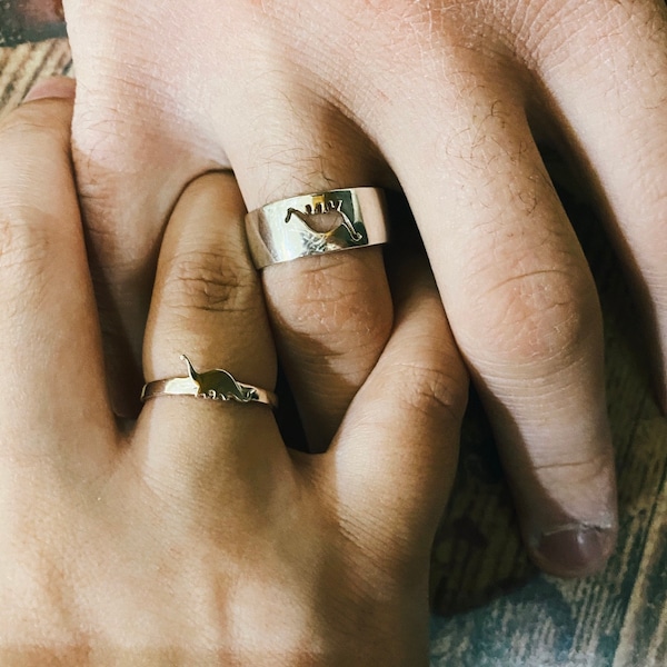 Dinosaur Promise Ring for Couples - Brachiosaurus Jewelry, Matching His ...