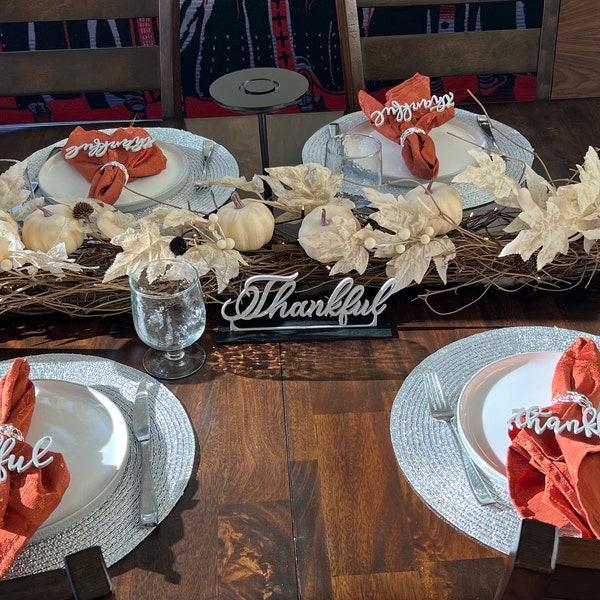 Thankful Wooden Table Sign, Holiday Decor, Baltic Birch Plywood - Etsy