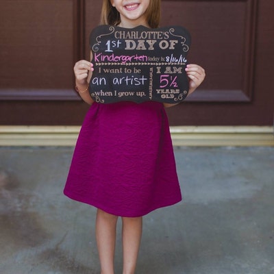 First Day of School Chalkboard, Kindergarten Sign, Back to School ...