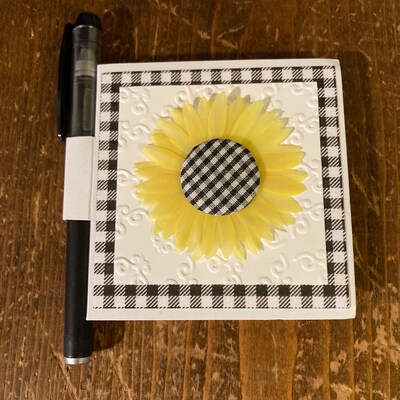 Yellow White and Black Sunflower and Bee Sticky Note Holder With Gel ...