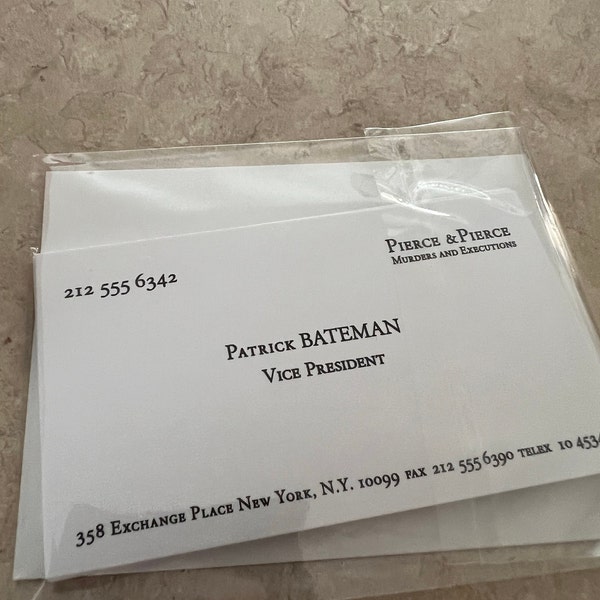 American Psycho - Patrick Bateman Business Card Replicas / Movie Prop ...