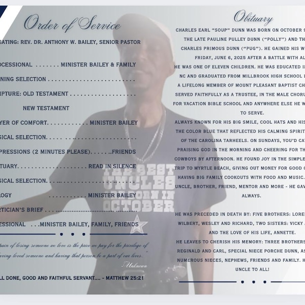 Old Western Style Funeral Program - Editable Canva Obituary Template ...