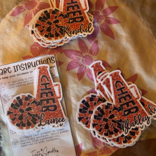 Water Resistant Vinyl Custom Cheer Name Sticker | Cheerleader | School ...