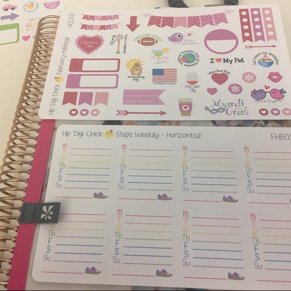 Daily Steps Tracker HORIZONTAL Planner Stickers - Weekly - Etsy