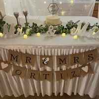 MR and MRS WEDDING Burlap Banner, Rustic Style Banner, Personalized ...