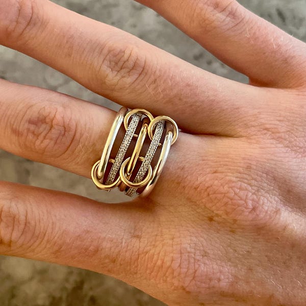 14KGF Heavy Fit Triple Silver and Yellow Gold Filled Ring, Maximum ...