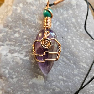 Amethyst Wire Wrap Wand Necklace, Handmade Copper Wire Wrap Jewelry ...