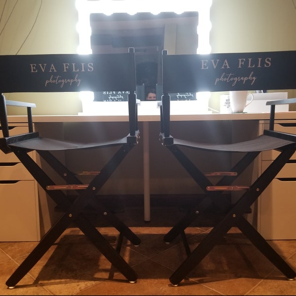 Personalized Grey Director Chair Covers Set for Makeup Artist & Folding ...
