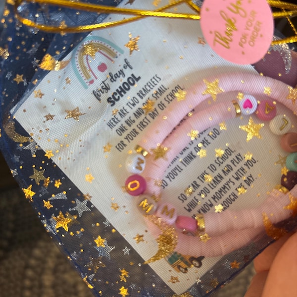 Back to School, Mama & Mini Bracelet Set, Stretch With Heishi Beads and ...