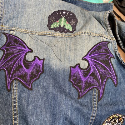 Purple Demon Devil Wings Iron on Embroidery Patch Mtcoffinz Pair Choose ...