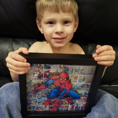 Spiderman Comic Book Shadow Box Wall Art, Handmade Spider Man Comic ...