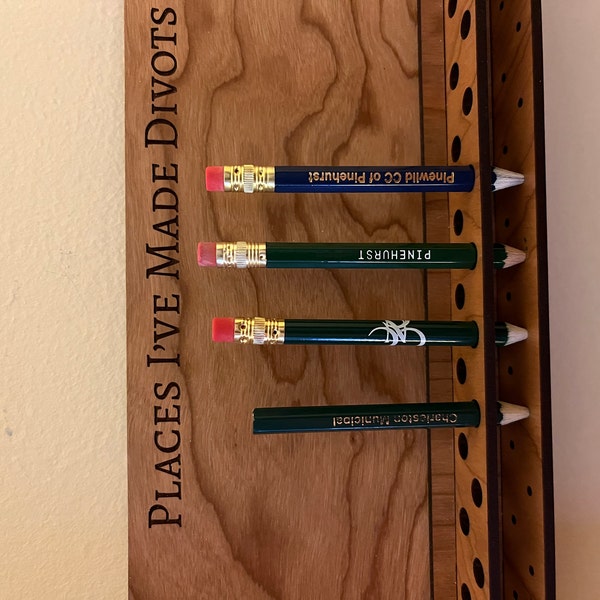 Personalized Golf Pencil Holder, Wall Display for 23 Pencils, Cherry ...