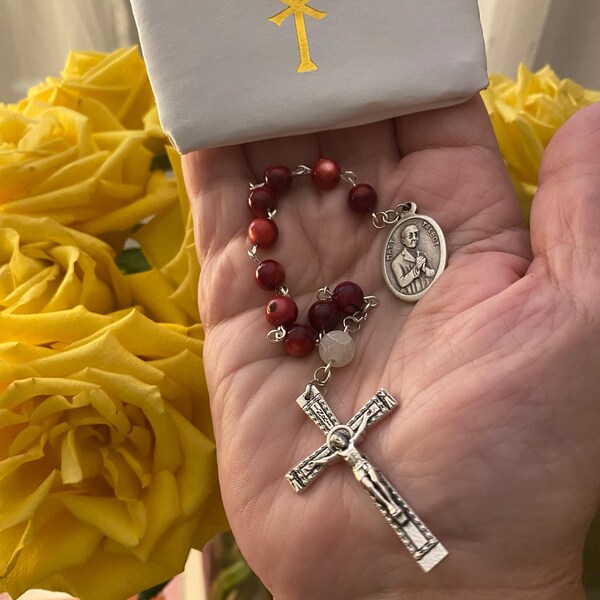 Chaplet of St. Padre Pio Red Stone - Etsy