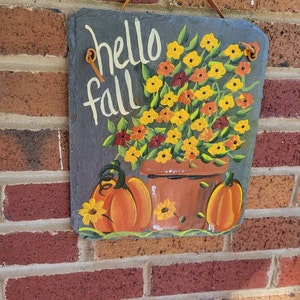 Painted Fall Slate Sign, Fall Welcome Plaque, Painted Slate Sign, Fall ...