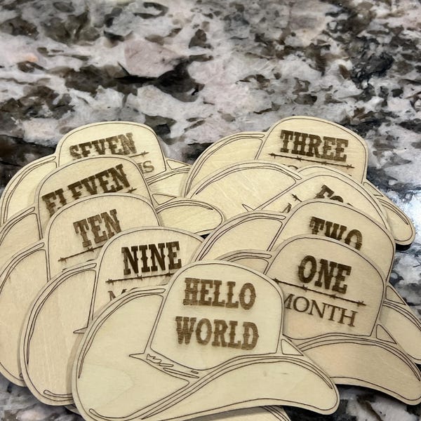 Baby Milestones Cowboy Hat Laser Ready File, SVG, PDF, Glowforge Tested ...