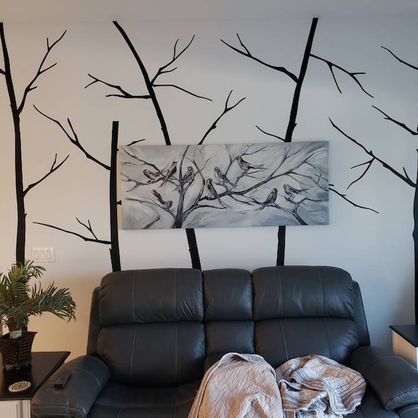 Large Winter Tree Wall Decal Set: Living Room Decor - Etsy