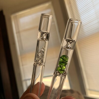 One Hitter Glass Pipe, Unique With Diamond One Hitter Pipes - Etsy