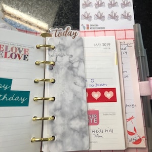 Foiled Planner Page Marker, Marbled Bookmark, Today, Weekly and Monthly ...