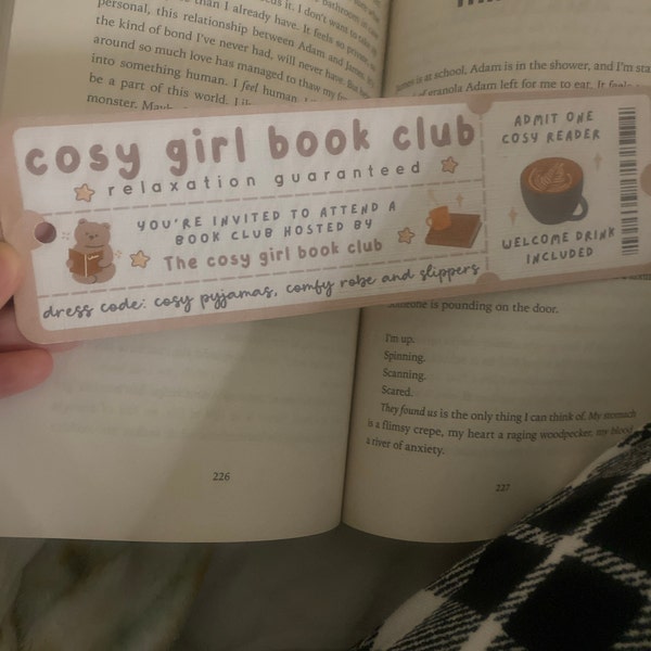 Cosy Girl Book Club | Coffee and Book Lover Bookmark | Fall Bookmark ...