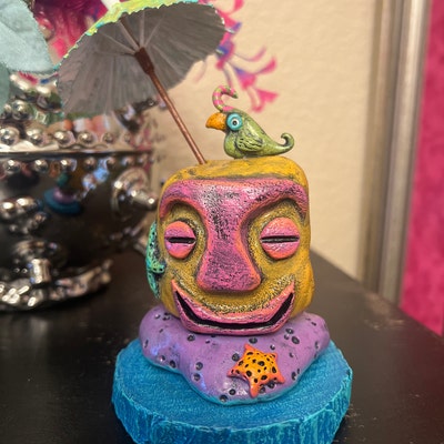 Large Pufferfish Sculpture: Puffer Fish Lover Gift, Tropical Tiki Bar ...