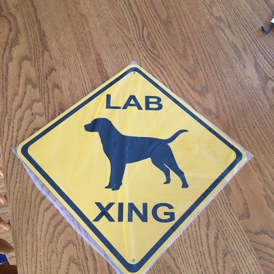Lab Labrador Xing Metal Caution Yellow Dog Crossing Sign 6x6 or 12x12 ...