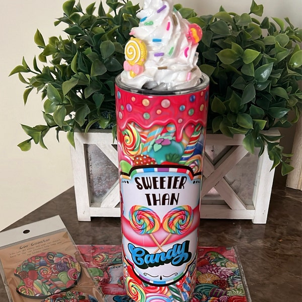 Sweeter Than Candy With Pink Icing Drip Sublimated Tumbler With ...