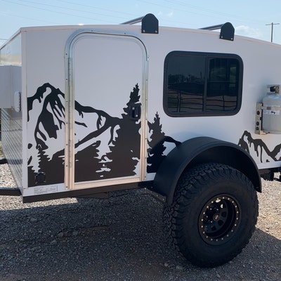 Full Side Large Mountain Decal With Trees - Etsy