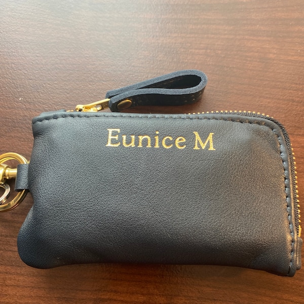 Monogrammed Leather Keychain ZIP AROUND Wallet, Custom Keychain Credit ...