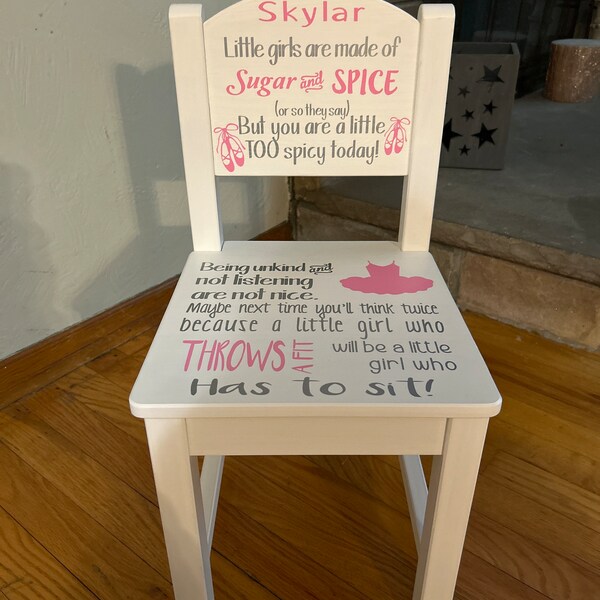 Girls Time Out Chair, Ballet Timeout Chair, Time Out Seat, Baby Shower Gift, Time Out Chair With ...