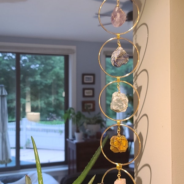 Raw Gemstone Decor, Chakra Gemstone Set, Beautiful Hanging Gemstone ...