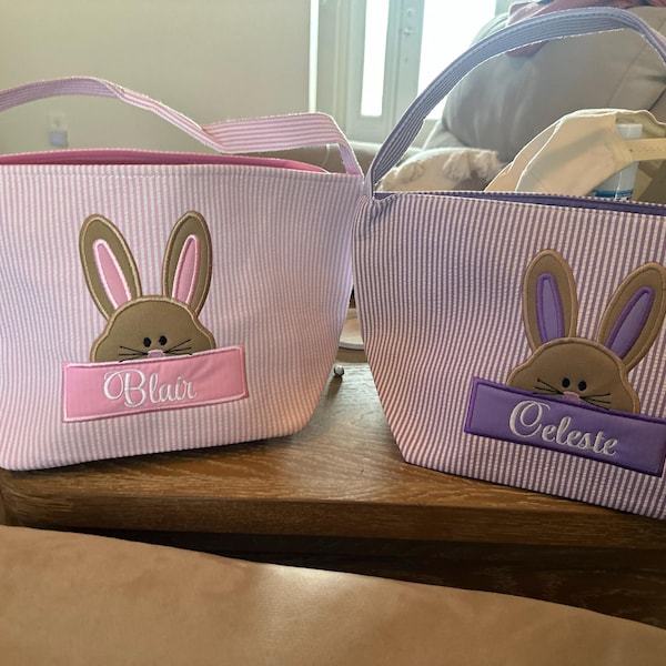 Personalized Easter Basket With Bunny - Etsy