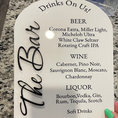 Wedding Arch Bar Sign Let's Drink Sign Custom Acrylic Bar Menu Sign for ...