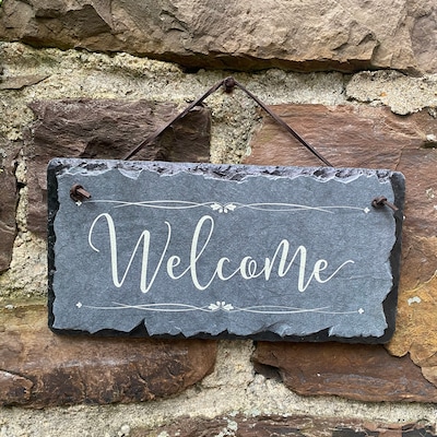 Outdoor Welcome Sign Slate Welcome Sign, Outdoor Sign, Outdoor Plaque ...