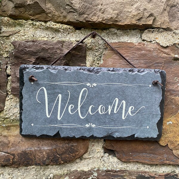 Outdoor Welcome Sign! Slate Welcome Sign, Outdoor Sign, Outdoor Plaque ...