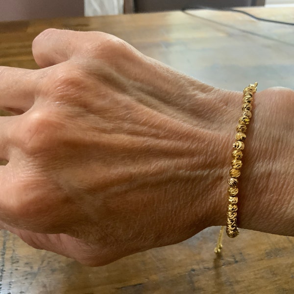 Dorica Beaded Bracelet, Gold Dorica Beaded Bangles, Patterned Gold ...