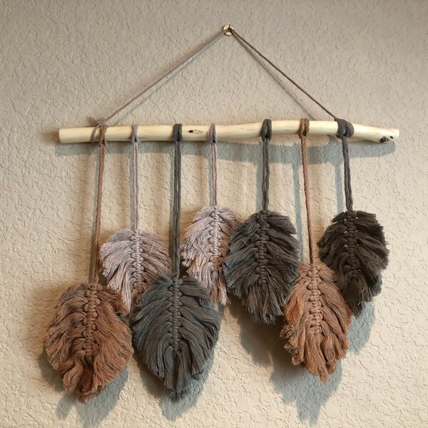 Macrame Leaf Wall Hanging, Small Macrame Wall Hanging, Macrame Feather ...
