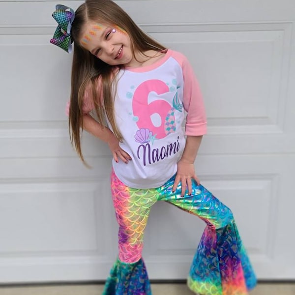 15 Colors! Kids Mermaid Bell Bottoms Mermaid Pants Leggings Gymnastics ...
