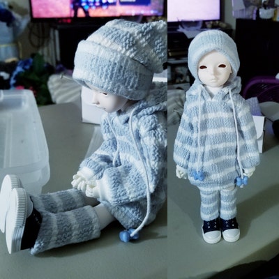 Yosd MSD Sweater Cardigan Coat Socks Set for 1/6 1/4 BJD Doll Clothes ...