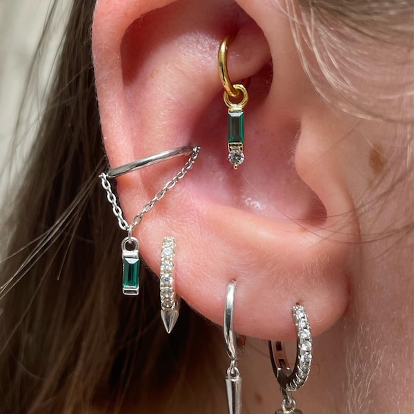 Dainty Industrial Barbell Amethyst Flutter Chain (only) for Piercing, Helix Chain Piercing ...